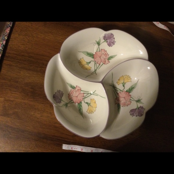 Dining | Ceramic Divided Serving Tray With Floral Design | Poshmark